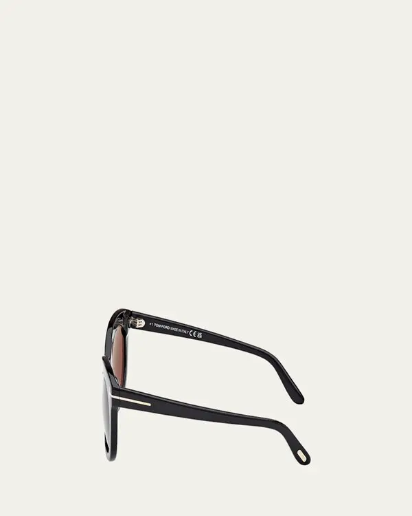 TOM FORD Odette Round Sunglasses - Shiny Black