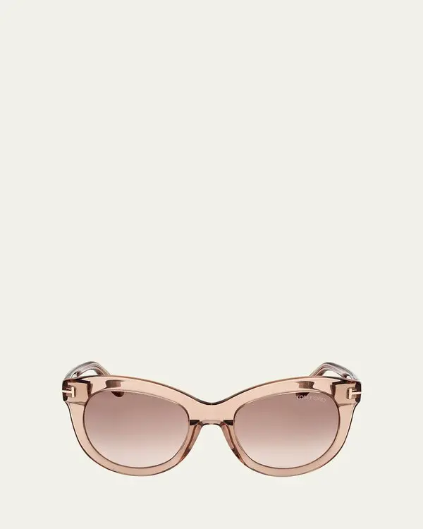 TOM FORD Odette Round Sunglasses - Shiny Rose Champagne