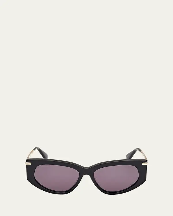 Max Mara Beth Acetate & Metal Cat-eye Sunglasses - Shiny Black