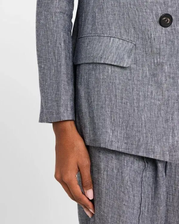 Emporio Armani Double-breasted Linen Chambray Blazer