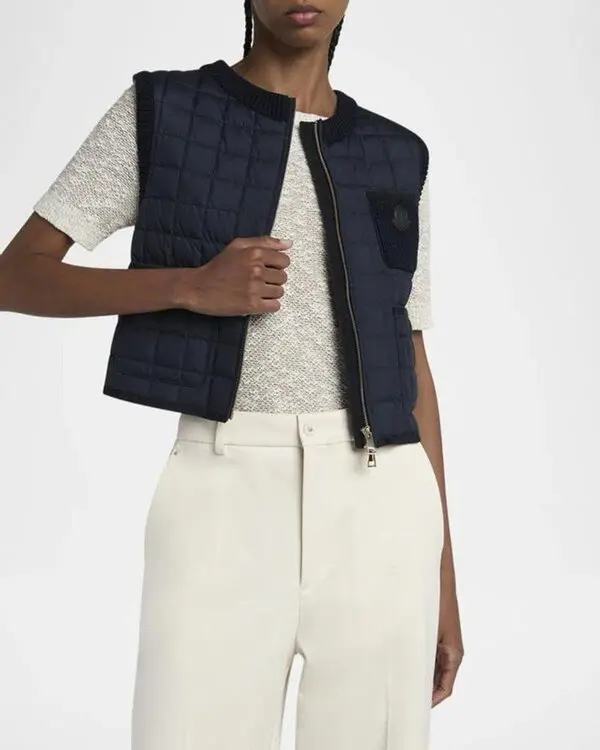 Moncler Quilted Down Vest - Navy