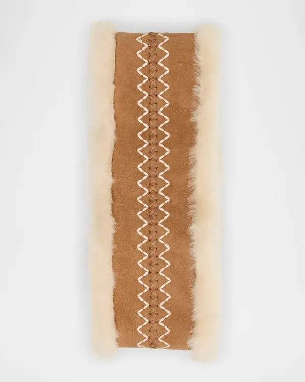 Ugg Atherton Embroidered Shearling Headband - Chestnut  display picture 1
