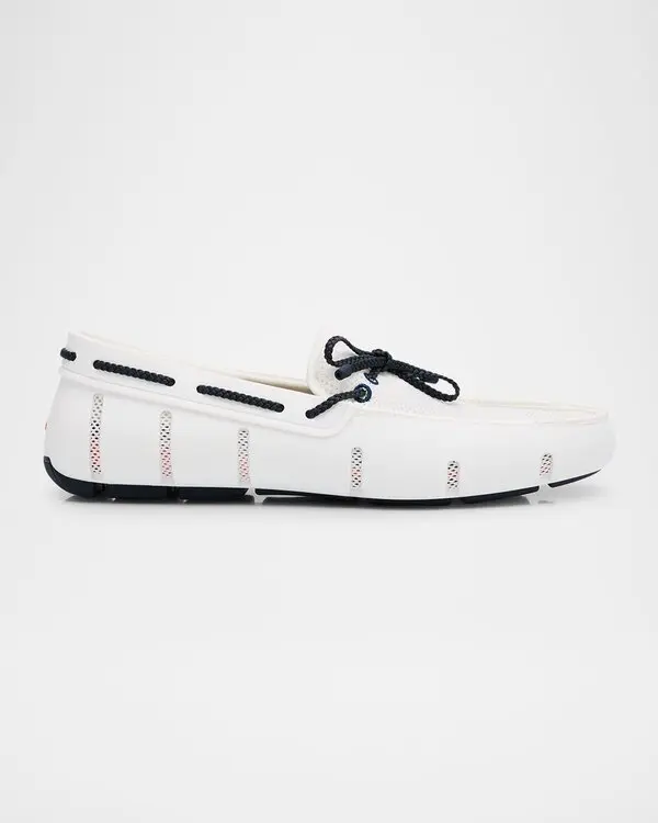 Swims Braided Lace Loafers White/navy Editorialist