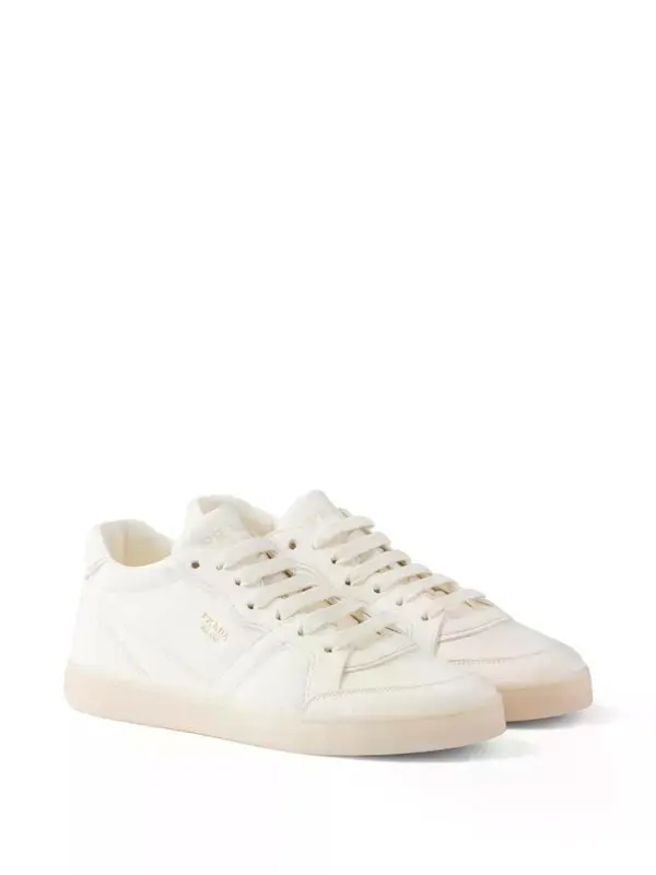 Prada Leather Low Top Sneakers - Neutrals