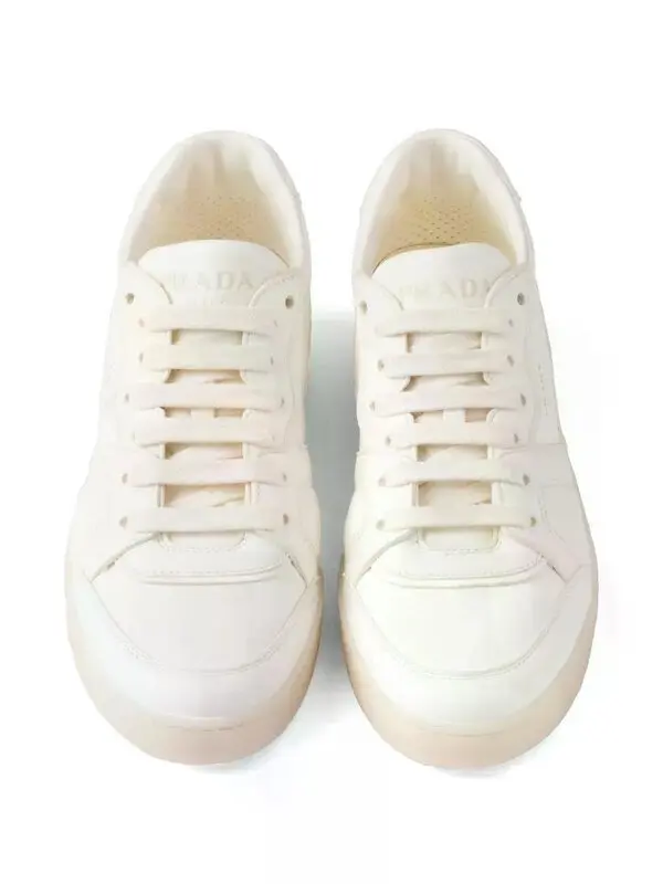 Prada Leather Low Top Sneakers - Neutrals