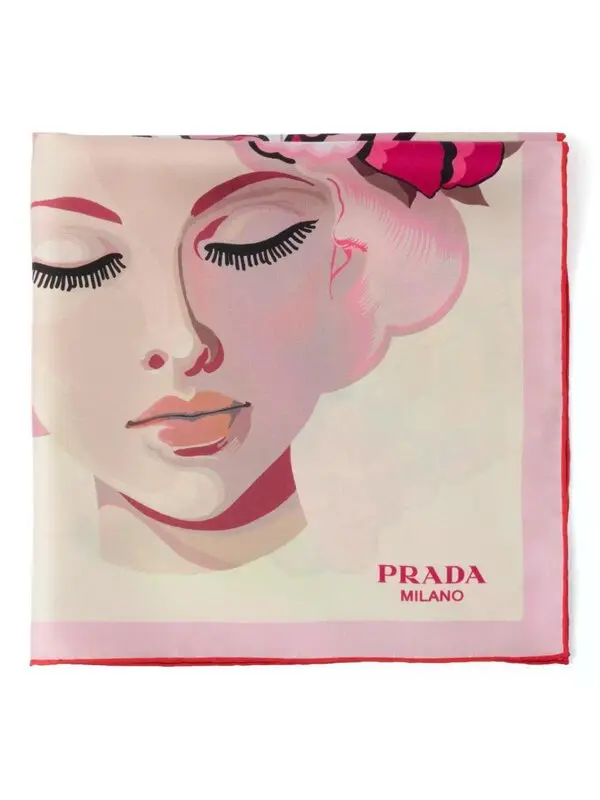 Prada Printed Silk Scarf - Neutrals