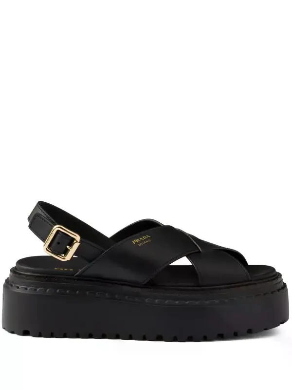 Prada Leather Platform Sandals