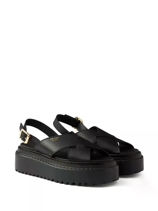 Prada Leather Platform Sandals