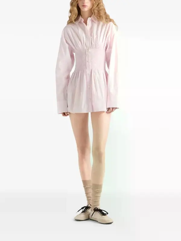 Prada Smocked-waist Poplin Shirt - Pink