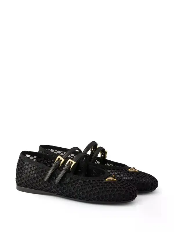 Prada Mesh Ballerina Flats - Black