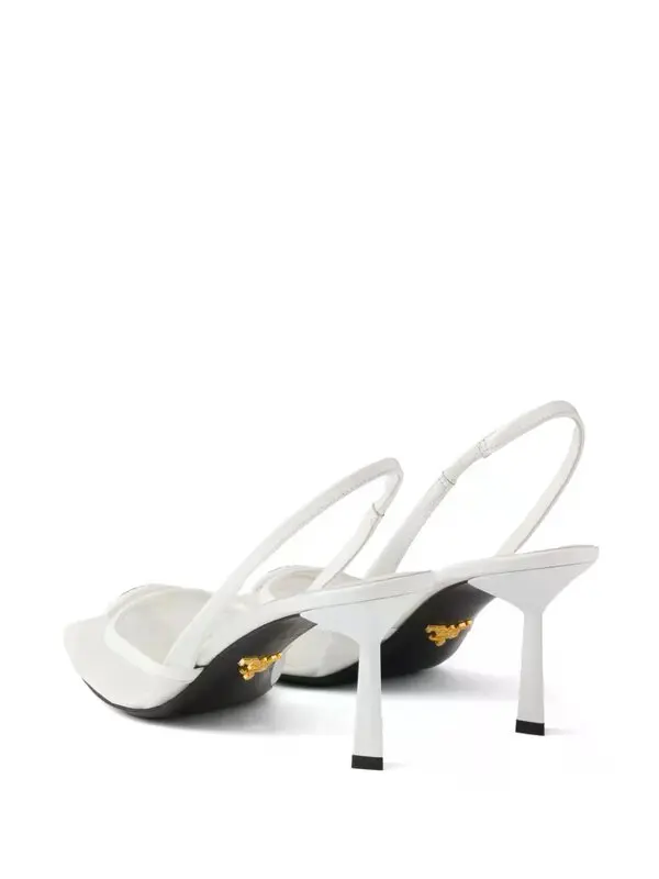 Prada 75mm Triangle-logo Pumps - White