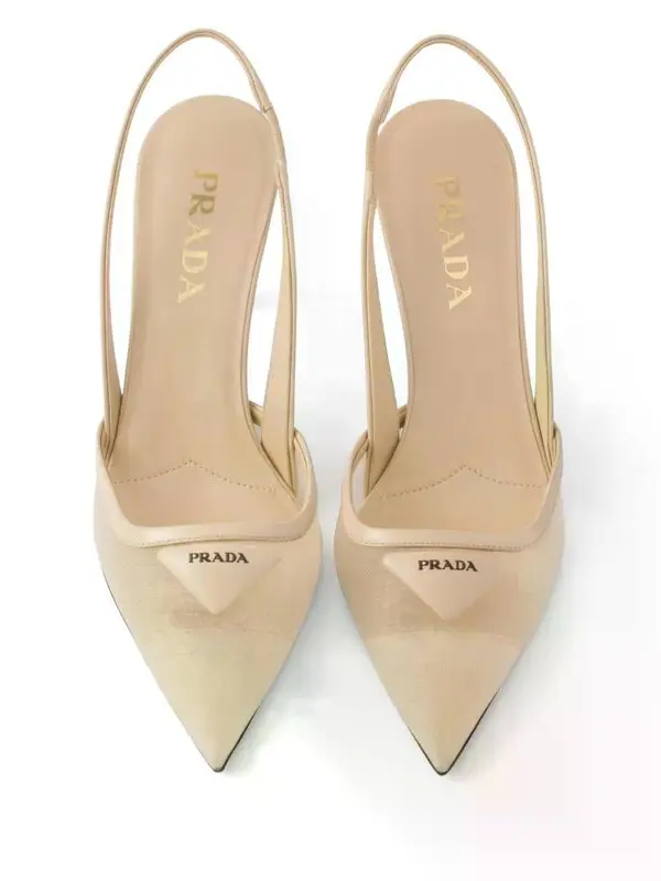Prada 75mm Mesh Slingback Pumps - Neutrals