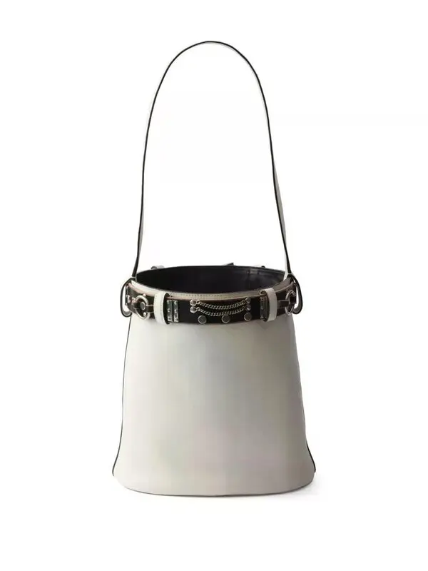 Prada Buckle Bucket Bag - White
