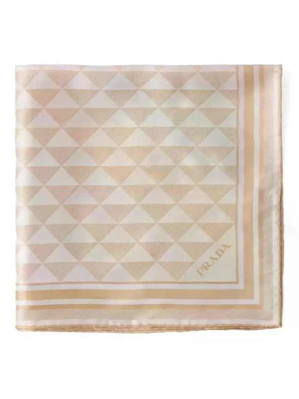 Prada Printed Silk Scarf - Neutrals