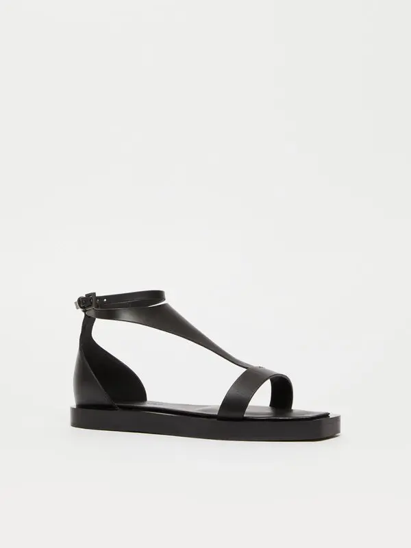 Max Mara Flat Leather T-bar Sandals