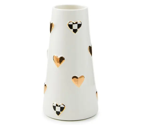 MACKENZIE-CHILDS Courtly Check Short Heart Vase - One-color
