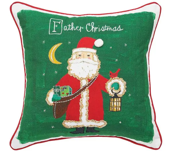 C&F HOME 18' X 18' Father Christmas Alphabet Emb Ellished Pillo - One-color