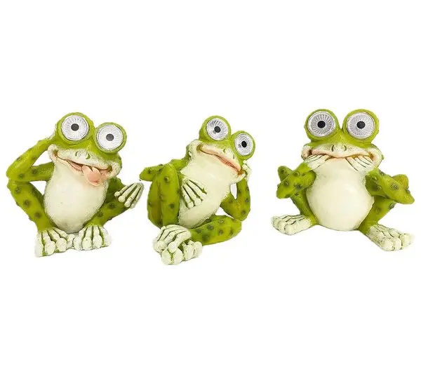 SANTA'S WORKSHOP 5.5' Solar Resin Frogs, Set Of 3 - One-color