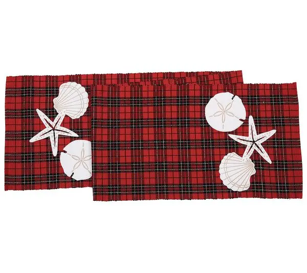 VALERIE PARR HILL 13' X 72' Seaside Plaid Table Runner Valerie - One-color
