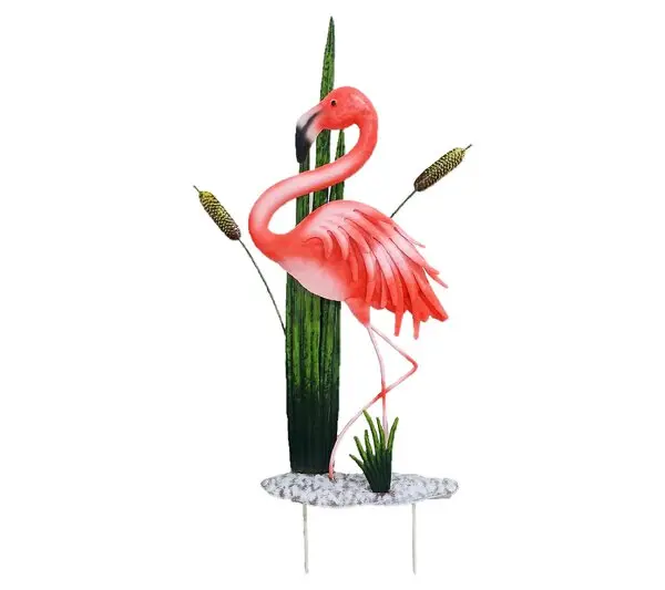 SANTA'S WORKSHOP 21.7' Iron Flamingo Stake - One-color