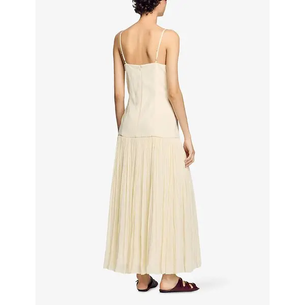 Sandro Sleeveless V-neck Woven Maxi Dress