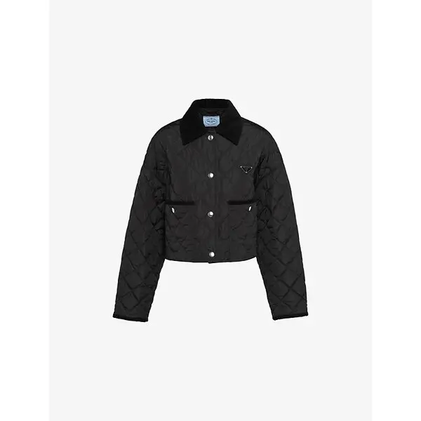 Prada Lightweight Triangle-logo Cropped Nylon Jacket - Black