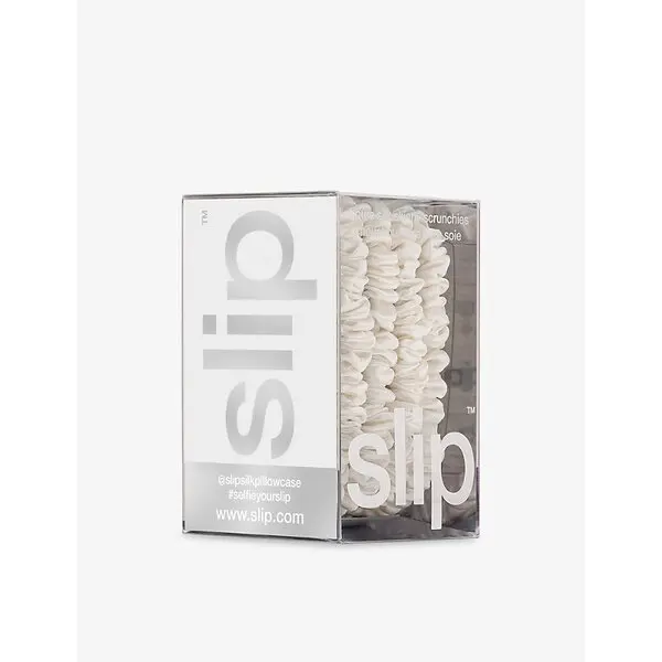 Slip Pack Of Four Skinny Silk Scrunchies - White