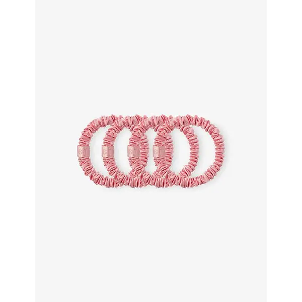 Slip Pack Of Four Skinny Silk Scrunchies - Rose
