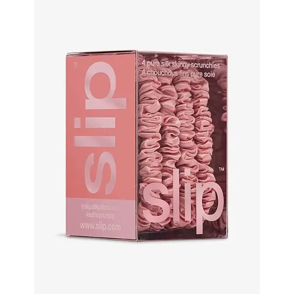 Slip Pack Of Four Skinny Silk Scrunchies - Rose