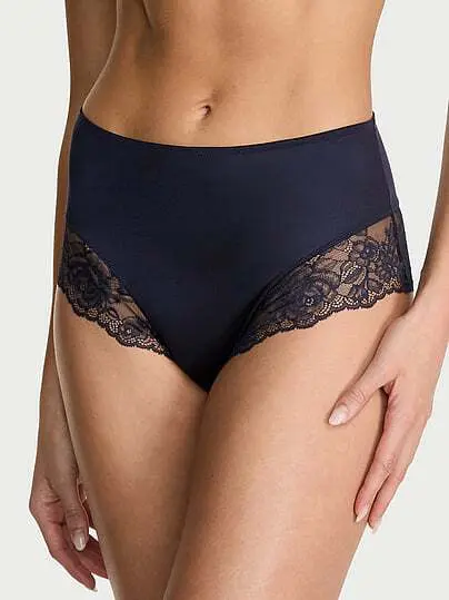 Victoria's Secret Very Sexy Smooth Lace-trim High-waist Brief Panty - Blue