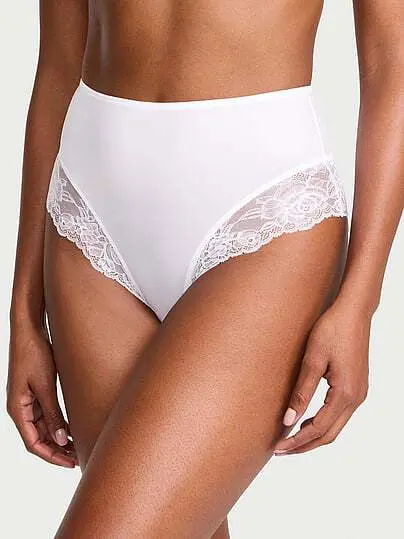 Victoria's Secret Very Sexy Smooth Lace-trim High-waist Brief Panty - White,ivory