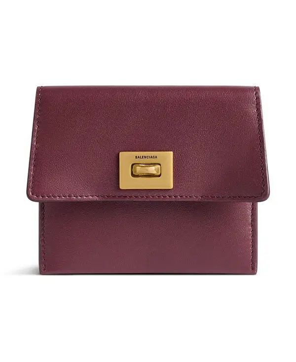 Balenciaga Rodeo Card Holder With Flap - Burgundy