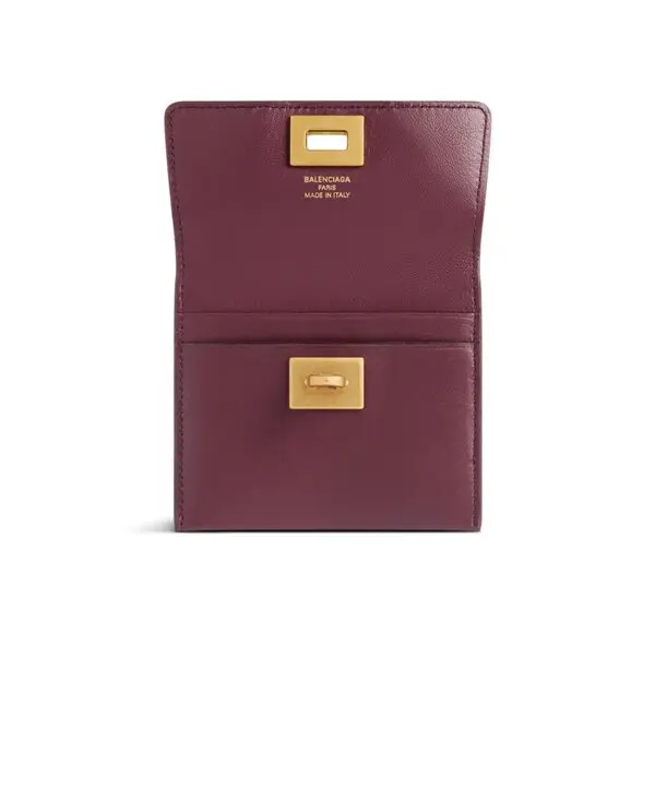 Balenciaga Rodeo Card Holder With Flap - Burgundy