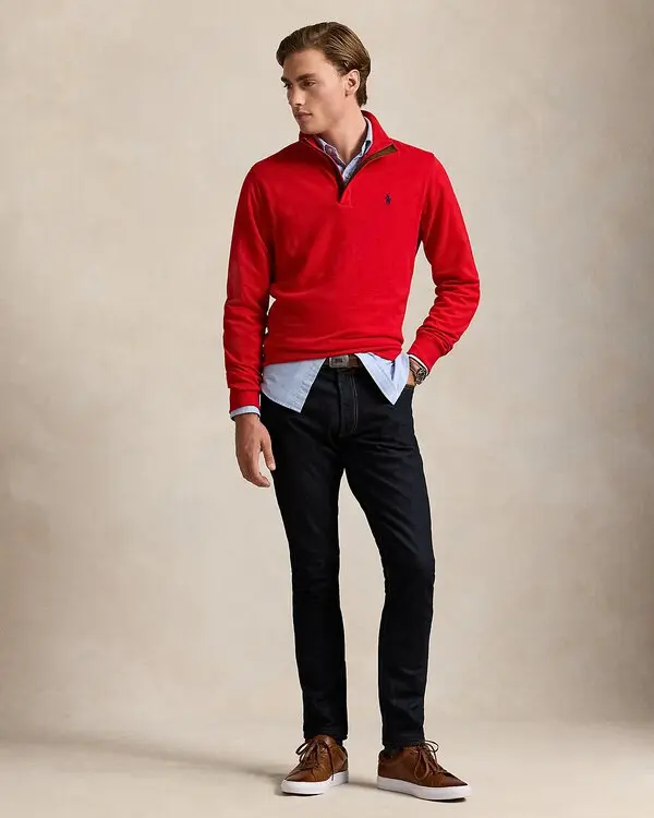 Polo Ralph Lauren Long Sleeve Quarter Zip Pullover - Red