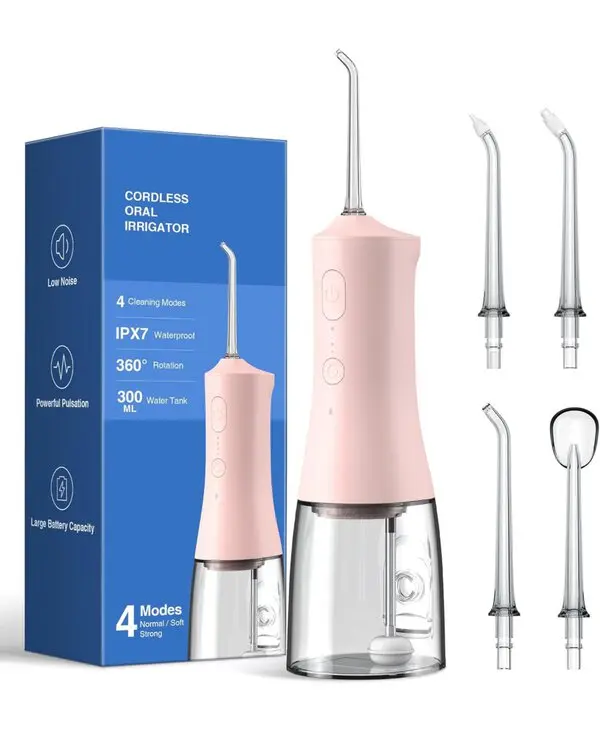 HEATDAZ Operan 300ml Cordless Water Flosser With 4 Jet Tips - Pink