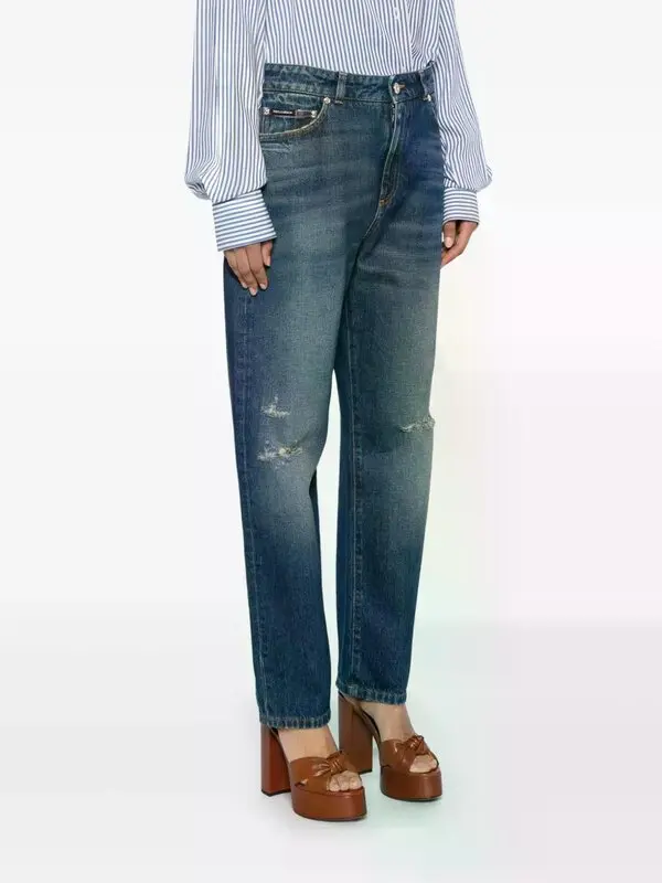 Dolce & Gabbana Distressed Straight Leg Jeans