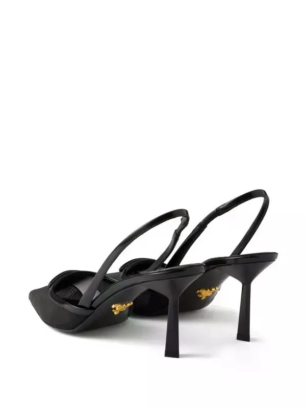 Prada 75mm Mesh Slingback Pumps - Black