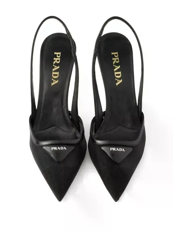 Prada 75mm Mesh Slingback Pumps - Black