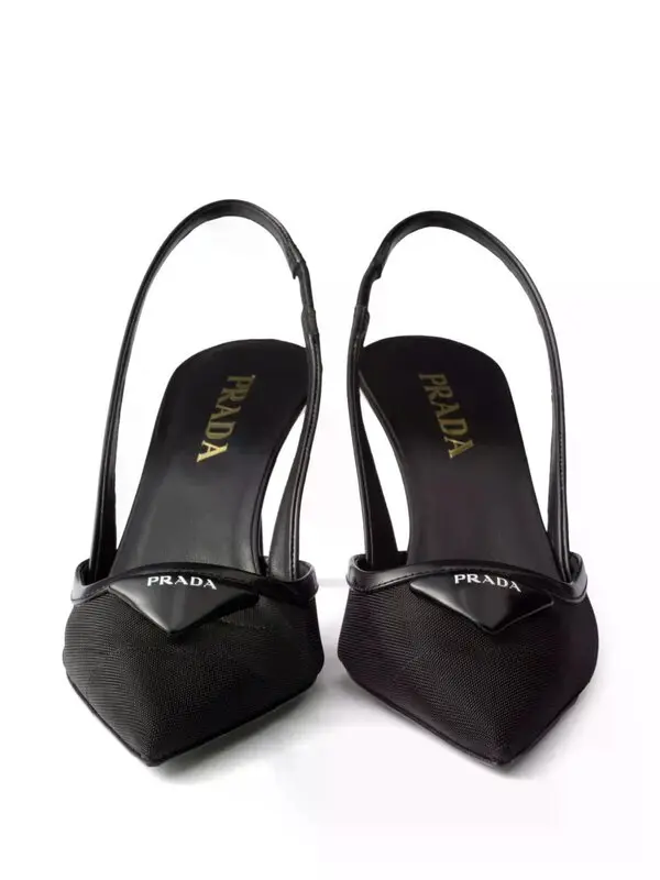 Prada 75mm Mesh Slingback Pumps - Black