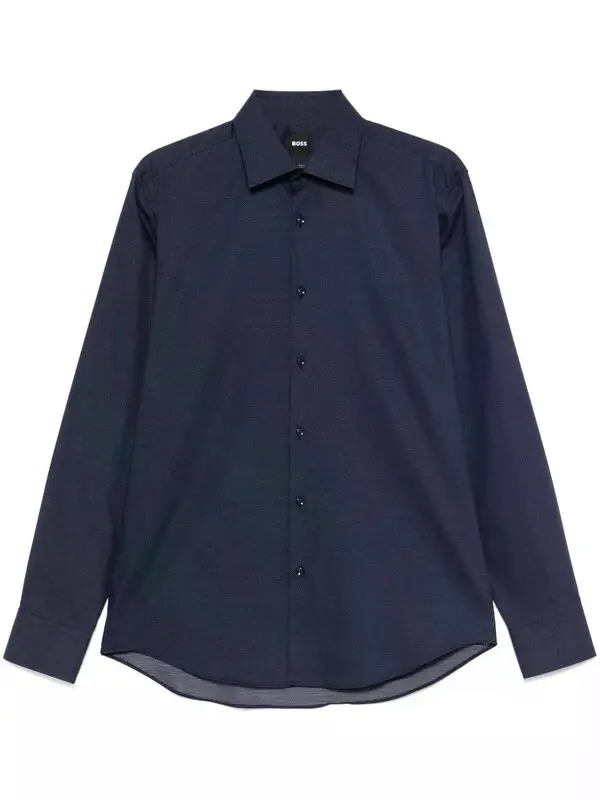 BOSS Micro-patterned Shirt - Blue