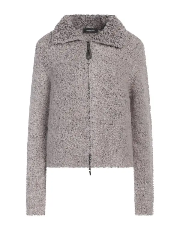 Fabiana Filippi Taupe Bouclé Knit Cardigan In Grey - 38% Off