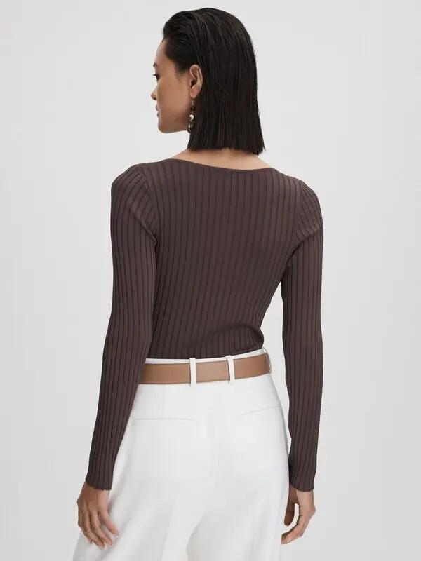 REISS Monica Ribbed Top