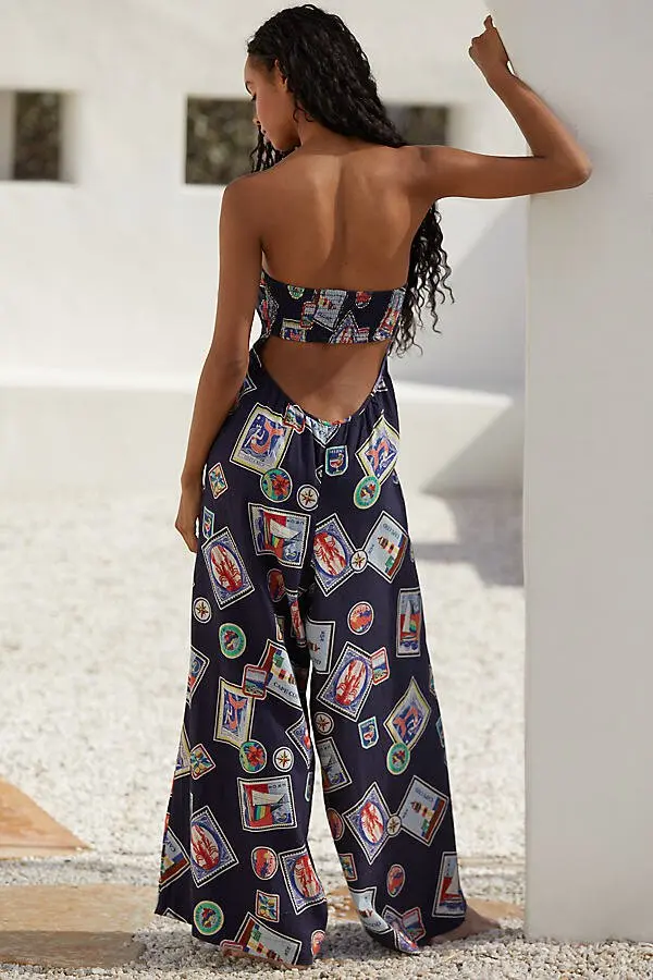 CELANDINE Linen Blend Strapless Jumpsuit