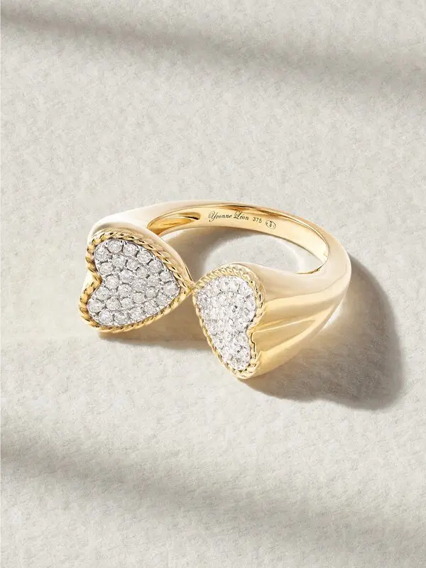 Yvonne Léon Double Coeur 9-karat Diamond Ring - Gold