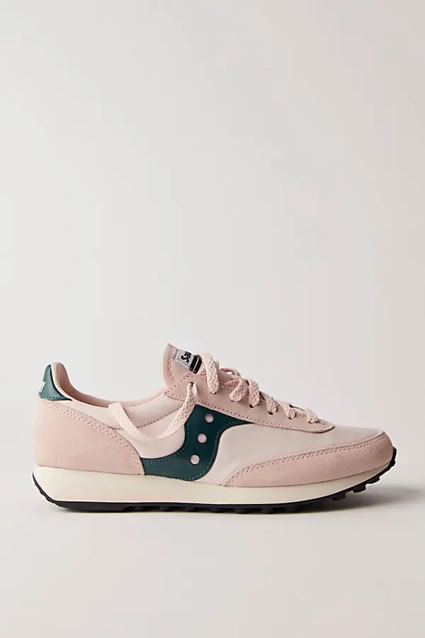 Saucony Trainer 80" Lace-up Mesh And Suede Low-top Sneakers - Pink Combo