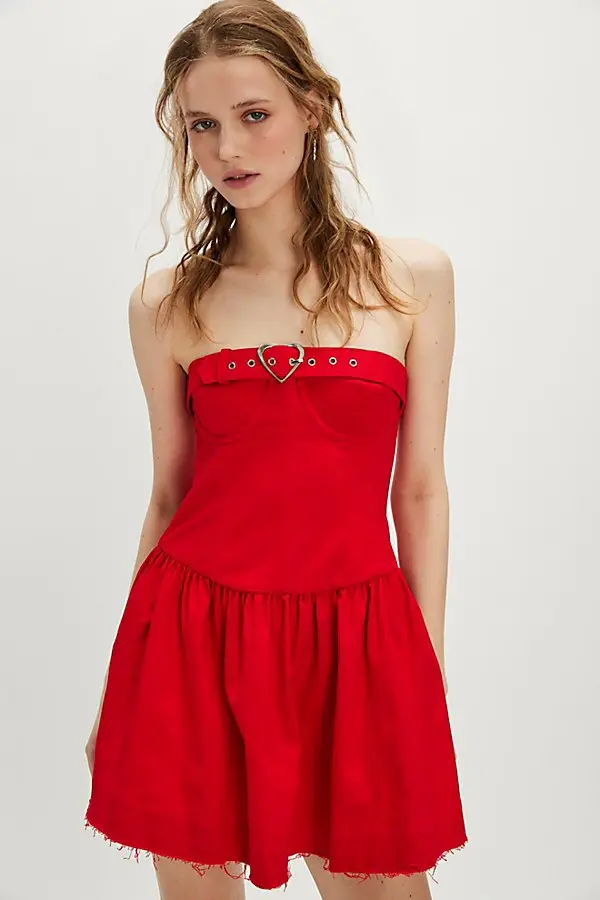 bhldn talia strapless mini dress Sweetheart-Neck Strapless Structured Mini Dress in Soft Pink - 10