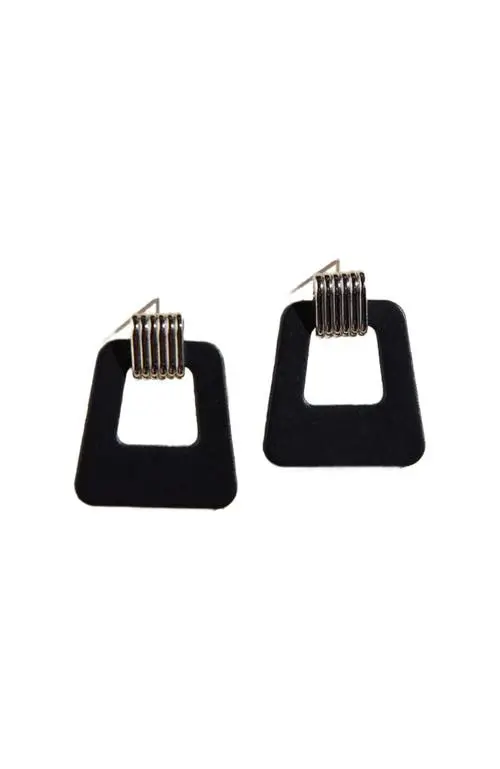 NICKEL & SUEDE Avery Stud Leather Earrings - Black/silver
