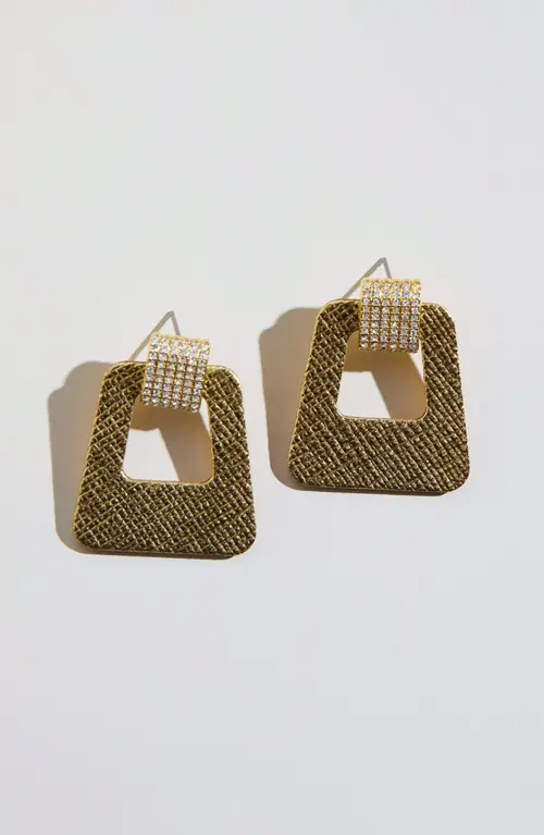 NICKEL & SUEDE Avery Stud Leather Earrings - Gold Leaf Luxe