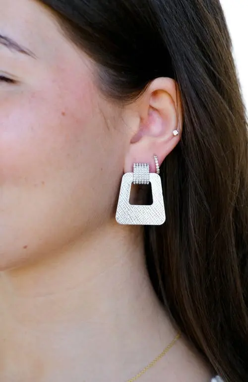 NICKEL & SUEDE Avery Leather Earrings - Silver Leaf