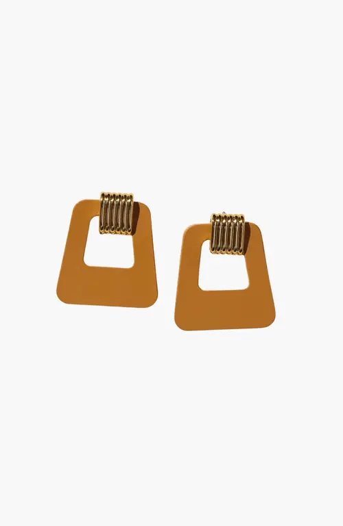 NICKEL & SUEDE Avery Stud Leather Earrings - Tan/gold